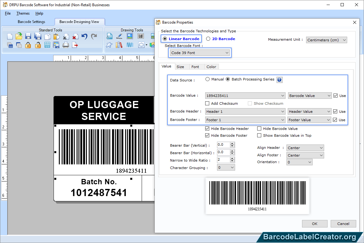 Screenshots of Barcode Creator for Industrial, Manufacturing and ...